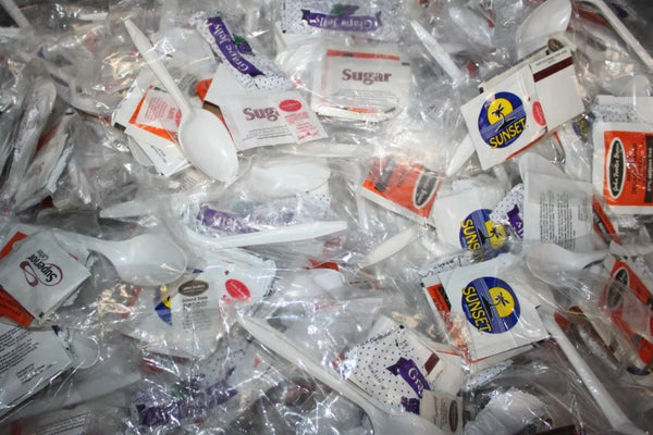 20 Pack MRE White Spoon Utensils with Condiments and Matches - Survival ...