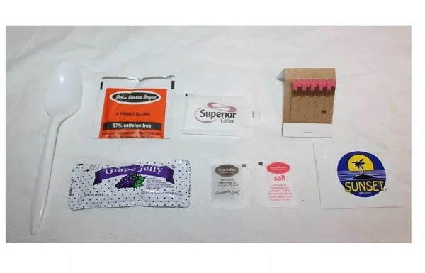 20 Pack MRE White Spoon Utensils with Condiments and Matches - Survival ...