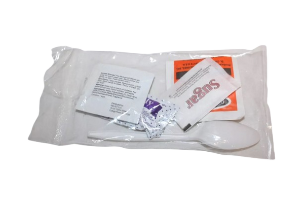 20 Pack MRE White Spoon Utensils with Condiments and Matches - Survival ...